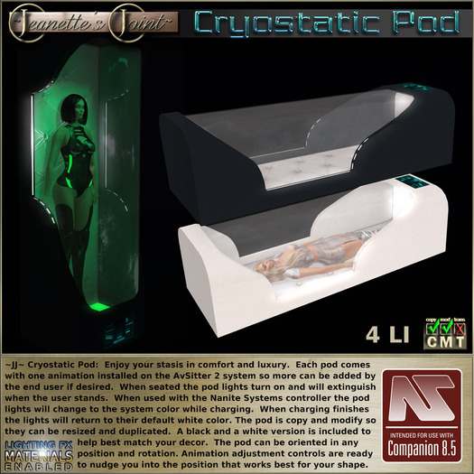 Second Life Marketplace - ~JJ~ Cryostatic Pod